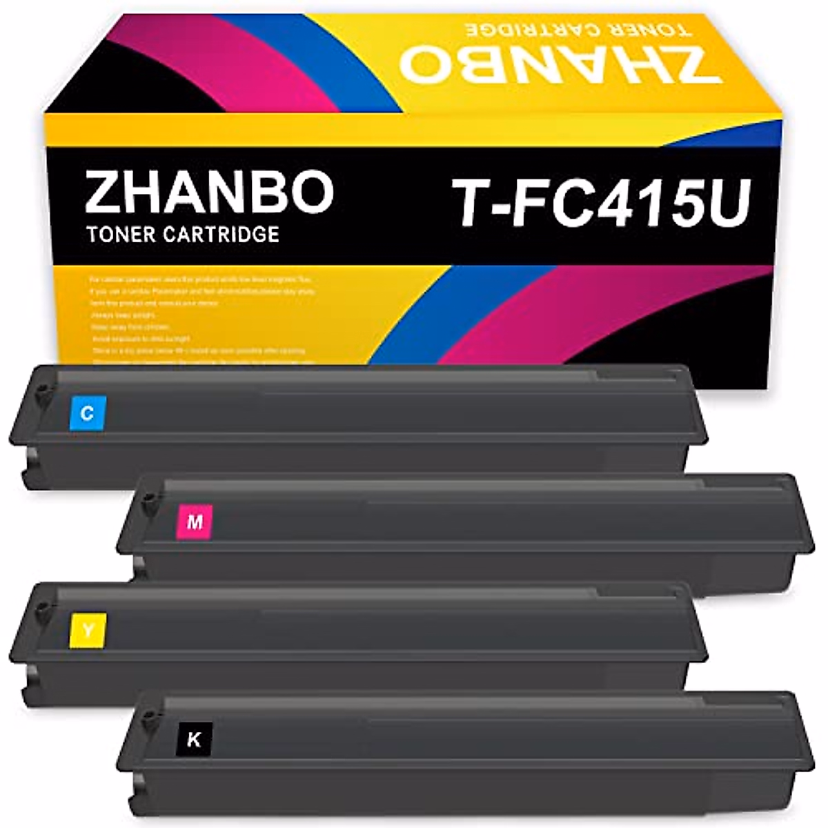 ZHANBO T-FC415U-K T-FC415U-C T-FC415U-M T-FC415U-Y Remanufactured Toner Cartridge T-FC415U Replacement forToshiba E-Studio 2515AC 3015AC 3515AC 4515AC 5015AC Printers 4 Pack