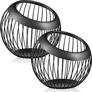 2 Pieces Coffee Pods Holder Large Capacity Coffee Pod Container Stainless Steel Cup Organizer Sturdy for Espresso Capsule Pot Storage Metal Wire Fruit Bowl Snack Storage (Black)