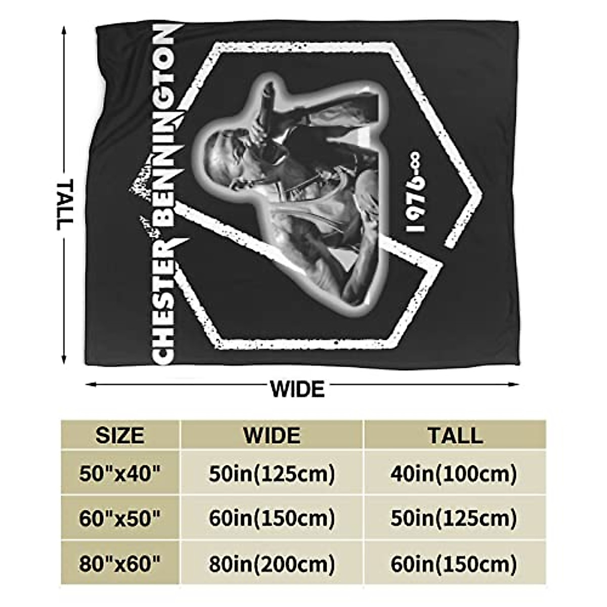 Chester Bennington Blanket Flannel Super Soft Fleece Lightweight Throw Blanket for Bed Couch Sofa Bedroom Warm Blanket 60"X50"