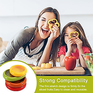 ZEENEEK Avocado Saver and Tomato Holder, Set of 4 Reusable Onion Storage and Avocado Keeper for Fridge Fresh Stretch Tomato Saver Set for Red Onion, Guacamole, Lemons, Tomato and Potatoes​, GZ04449