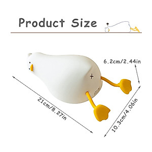 Zendure LED Lying Flat Duck Night Light, Cute Light Up Duck, Silicone Dimmable Nightlight, Rechargeable Bedside Touch Lamp for Breastfeeding Toddler Baby Kids Room Decor Gift