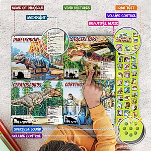Dinosaur Toys for Kids 3-5 Dinosaur Book with Sounds 30 Species Names & Realistic Sounds Interactive Dinosaur Toys for Boys Girls Kids 2 3 4 5 6 7 Year Old Dinosaur Toys for Kids Gifts