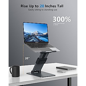 JCZT Adjustable Laptop Stand for Desk [Lift Up to 20'' ], Ergonomic Laptop Riser Converter, AluminumComputer Stand for MacBook Air Pro, HP, Dell, All 10-17 Inch Laptops