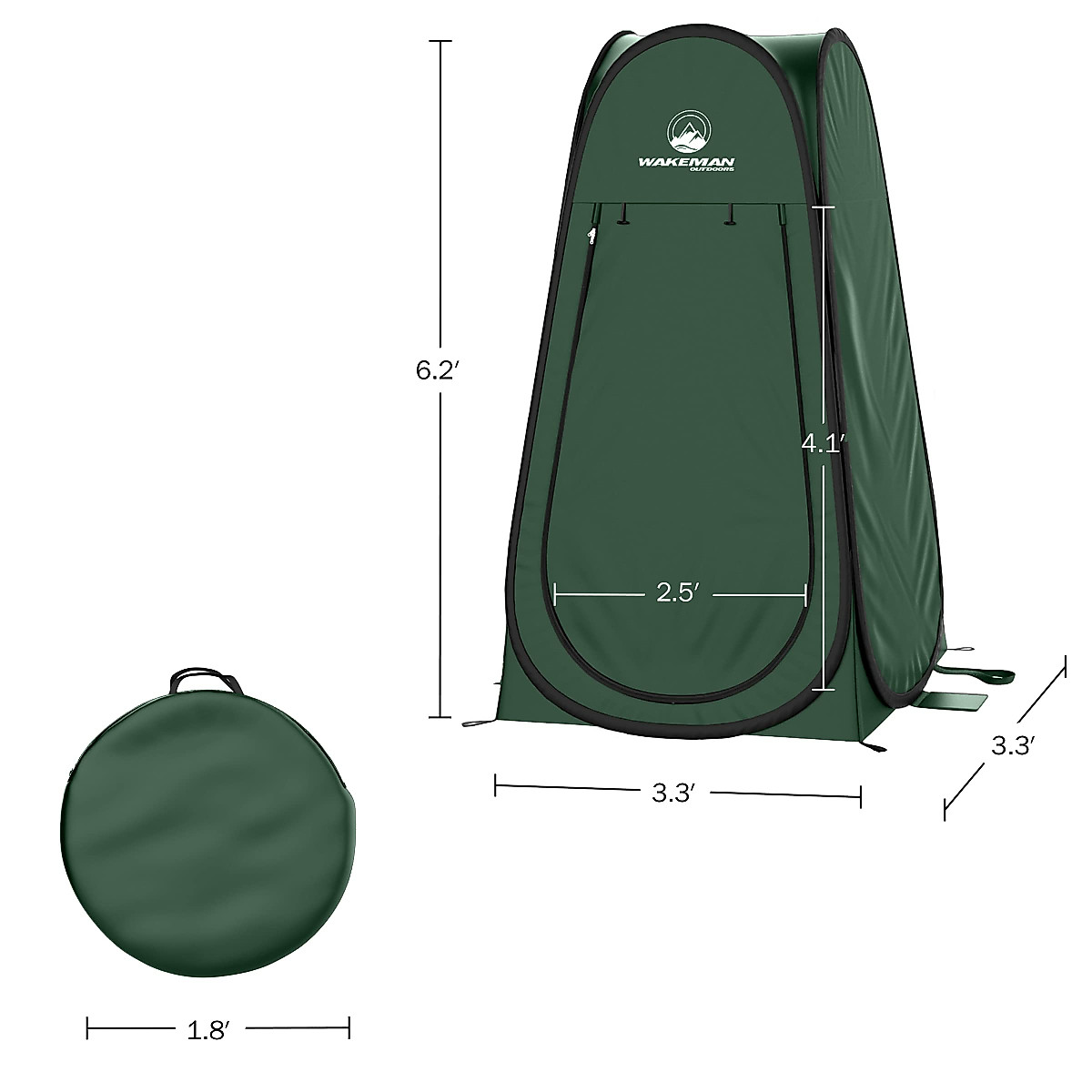 Pop Up Pod - Privacy Shower Tent, Dressing Room, or Portable Toilet Stall with Carry Bag for Camping, Beach, or Tailgate by Wakeman Outdoors (Green)