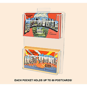 Marketing Holders Slatwall Postcard Organizer Double Pocket Clear Acrylic Display for 6" Timeclock Index Card Pamphlets Greeting Cards Organizing Space Saving Rack