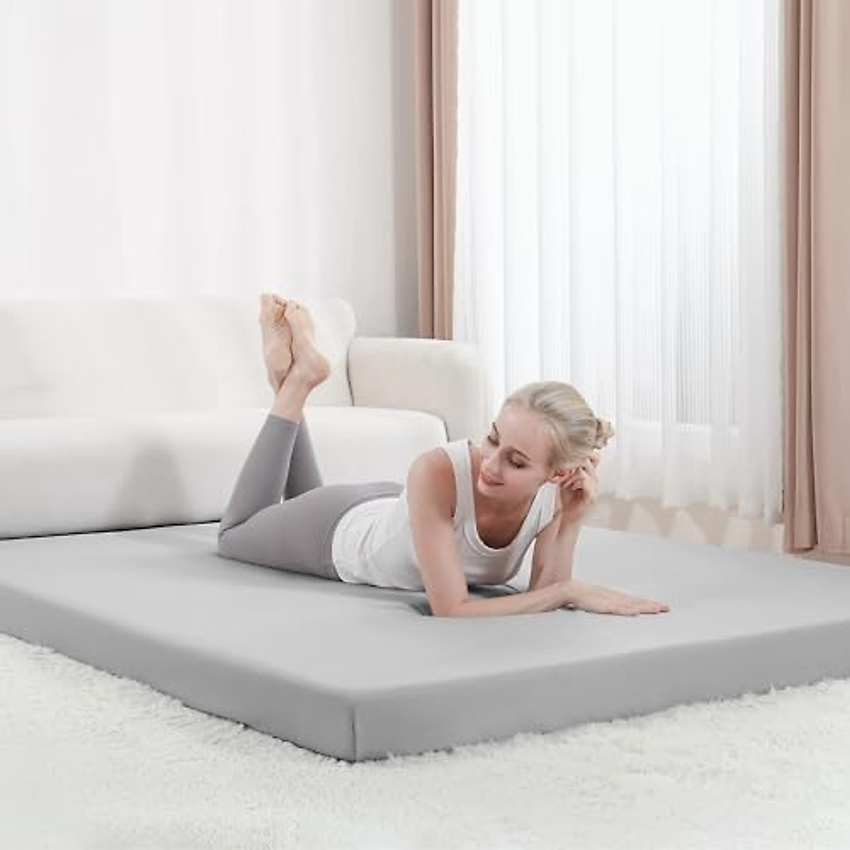 Forias Fitted Sheet for Folding Mattress, Compatible with 4inch, 6inch Size Trifold Mattress,4-Way Stretch Knit, Snug Fit, Ultra-Soft and Cozy Washable Fitted Sheet (Twin)