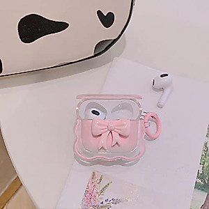 Airpod Pro Case Ponnky 3D Pink Bow Ties Cartoon Design Soft Silicone Skin Keychain Ring for Girls Boys Teens Pretty Airpods Pro - Pink Bowtie