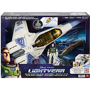 Mattel Disney and Pixar Lightyear Vehicle & Figure Toy, 20-in XL-15 Spaceship with 5-in Buzz Figure, Eject Action & Projectiles