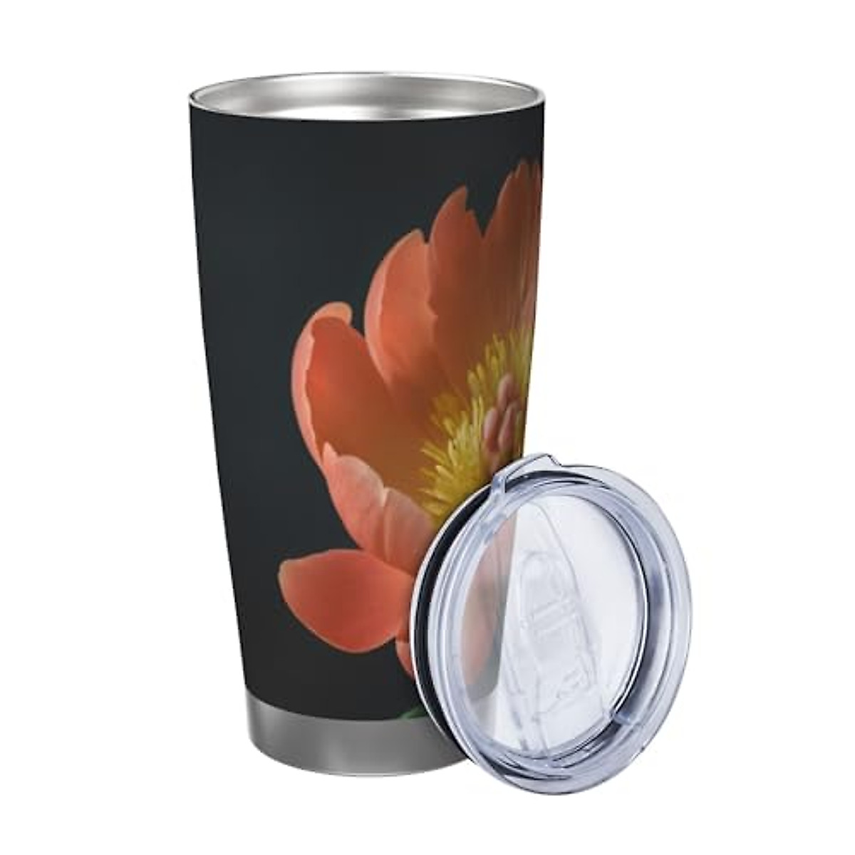 jshmgchw 3d Peony 20oz Tumbler, Car Cup With Lid And Straw, Spill-Proof, Stainless Steel Double Wall Vacuum Insulated Reusable Coffee Travel Mug, For Cold Drinks, Hot Beverage
