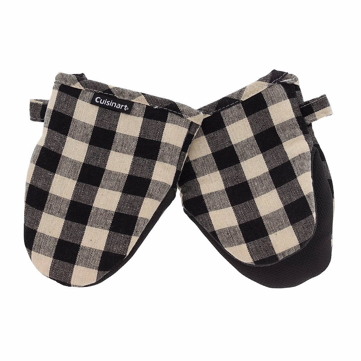 Cuisinart Buffalo Check Mini Oven Mitts - 2 Pack, Black and Ivory Plaid Design - Handle Hot Kitchen Items Safely - Non-Slip Grip Mini Oven Gloves with Insulated Pockets - 5.5 x 7.25 Inches