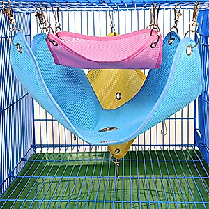 POPETPOP 2Pack Mesh Hamster Hammock for Cage-Gerbil Swing Hanging Chinchillas Bed Guinea Pig Nest Squirrel House for Rat Small Animal Hammock Random Color Size M
