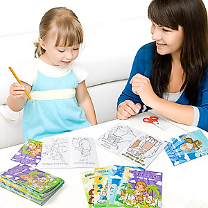 Zainpe 24Pcs Christian Bible Stories Coloring Books for Kids Bible Study Theme DIY Art Drawing Book Jesus Noah's Ark Pattern Color Booklets Party Favors Supplies Birthday Gift Goodie Bag Filler