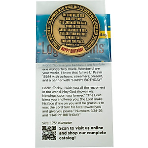 Happy Birthday Coin, Christian Birthday Gifts for Friends for Siblings, Grandson or Granddaughter, Boys & Girls, Lord Bless You & Keep You Religious Antique Gold Plated Prayer Token