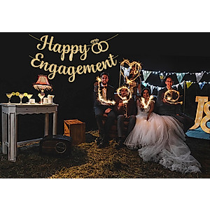 Gold Happy Engagement Banner for Bachelor party Banner, Bride to Be Engagement Decoration