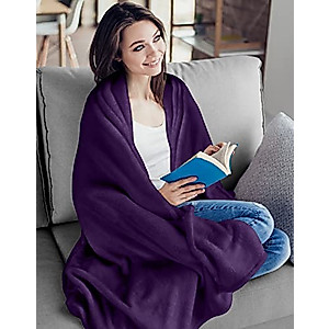 Utopia Bedding Fleece Blanket Throw Size Purple 300GSM Luxury Blanket for Couch Sofa Bed Anti-Static Fuzzy Soft Blanket Microfiber (60x50 Inches)