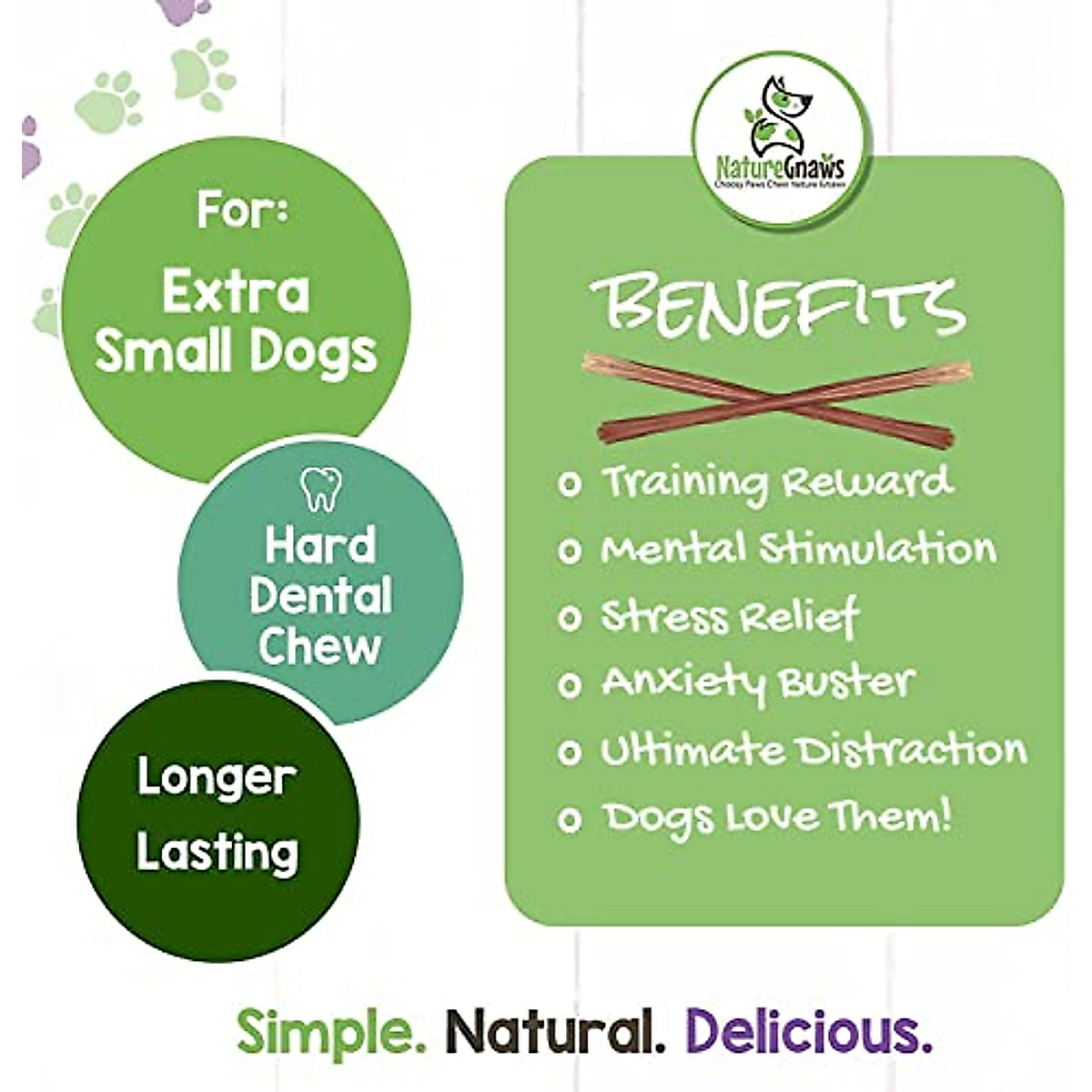 Nature Gnaws Super Skinny Bully Sticks for Small Dogs - Premium Natural Beef Dental Bones - Tasty Thin Dog Chew Treats for Toy Breeds & Puppies - Rawhide Free 40 Count (Pack of 1)