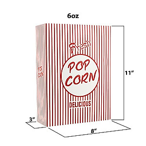 MT Products Popcorn Boxes for Party - 6 oz. (Pack of 30) - #8 Popcorn Buckets With Close Top - Great Popcorn Holder for Movie Night, Theater, Circuses, and Stadium