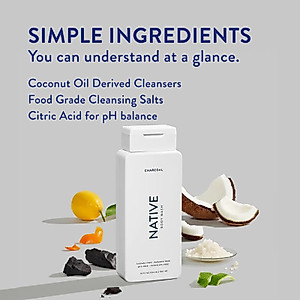 Native Body Wash Contains Naturally Derived Ingredients | For Women & Men, Sulfate, Dye, & Paraben Free Leaving Skin Soft and Hydrated | Charcoal 18 oz - 2 Pk