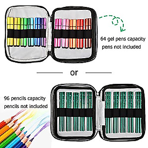 xigua Neon Rainbow Leopard Print Double Zipper Colored Pencil Case 96 Slots Pen Pencil Bag Large Capacity Pencil with Handle Strap Colored Pencil Box