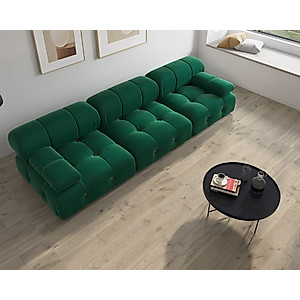 TIFLON Modular Sectional Sofa,Minimalist Velvet Sofas Couches, Modern Convertible Couch 3 Seats Living Room Sofa Sets for Office Apartment,104"(Green)