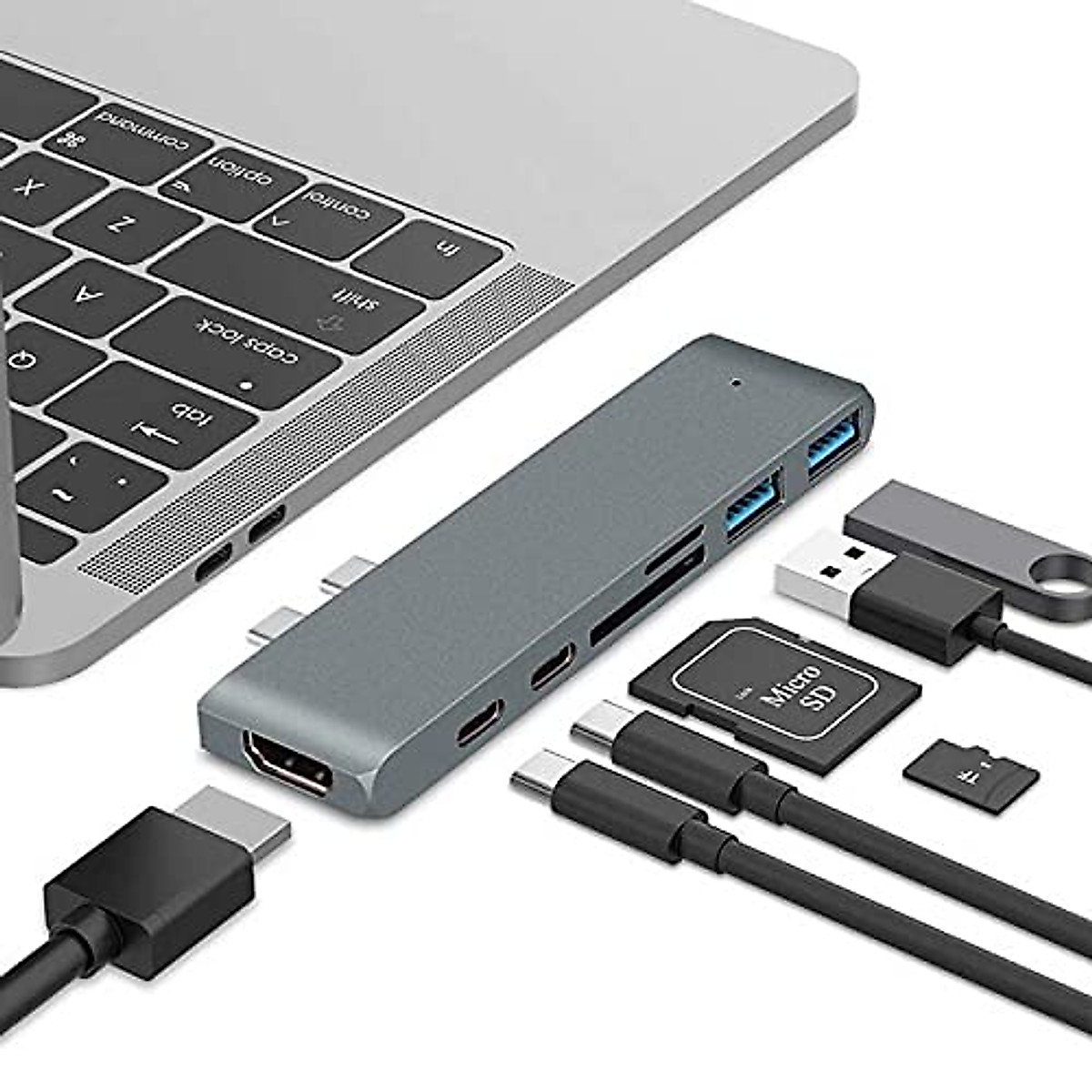 VikTck USB C Adapter for MacBook Pro 2020-2016,MacBook Air 2020-2018 with 4K@60HZ HDMI,2 USB 3.0 Ports,SD/TF Card Reader,USB-C 100W PD and Thunderbolt 3 MacBook Docking Station