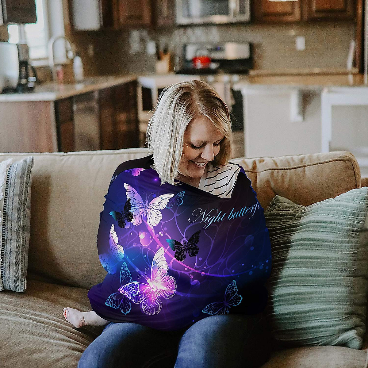 Nursing Covers for Breastfeeding Baby Stroller and Car Seat Combo Night Butterfly Carseat Canopy Baby Cart High Chair Infinity Scarf