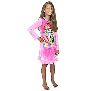 Disney Princess Girls Long Sleeve Nightgown Pajamas (4, Pink)