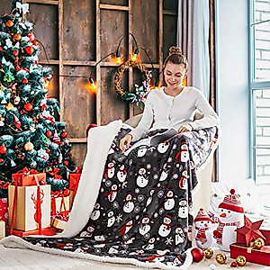 Touchat Sherpa Christmas Throw Blanket, Fuzzy Fluffy Soft Cozy Blanket, Fleece Flannel Plush Microfiber Blanket for Couch Bed Sofa (50" X 60", Snowman)