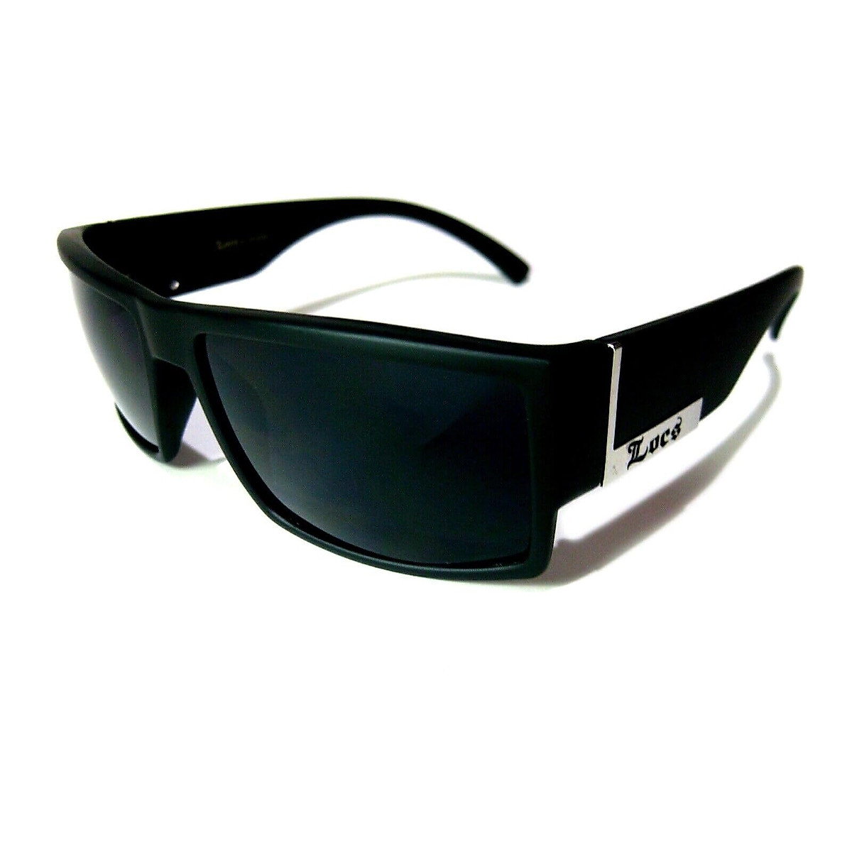 Locs Mens Flat Top Gangster Sunglasses Black Silver Frame 91026 (Black), 5.5w x 1.75h