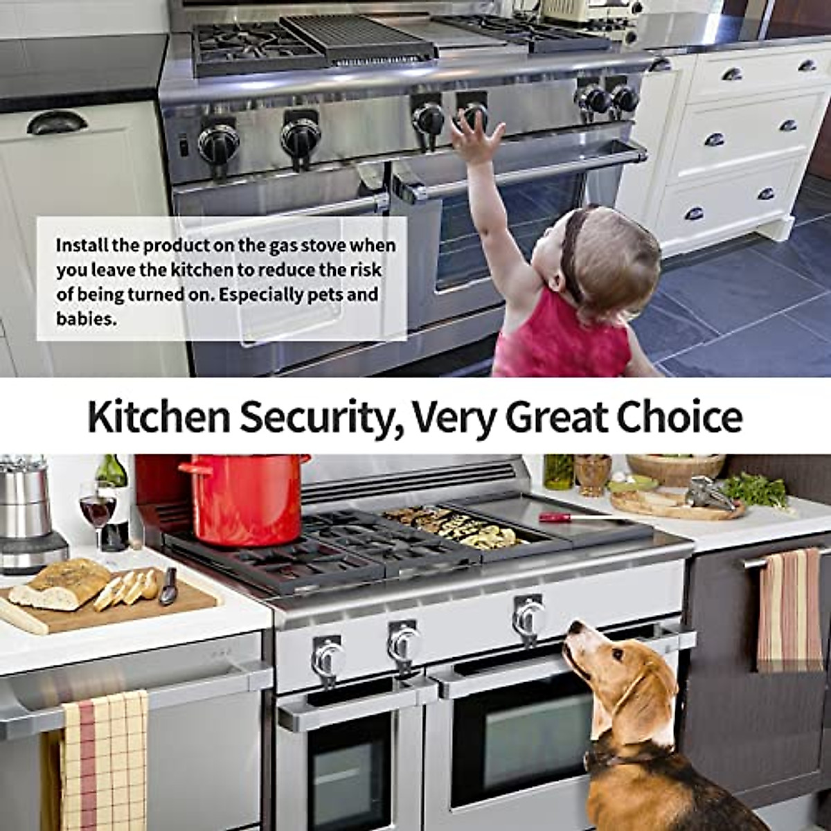 Gas Stove Baby Proof Knobs Locks (6 Pack), Aukfa Child Proofing Oven Knob Lock – No Tools Needed(Black)