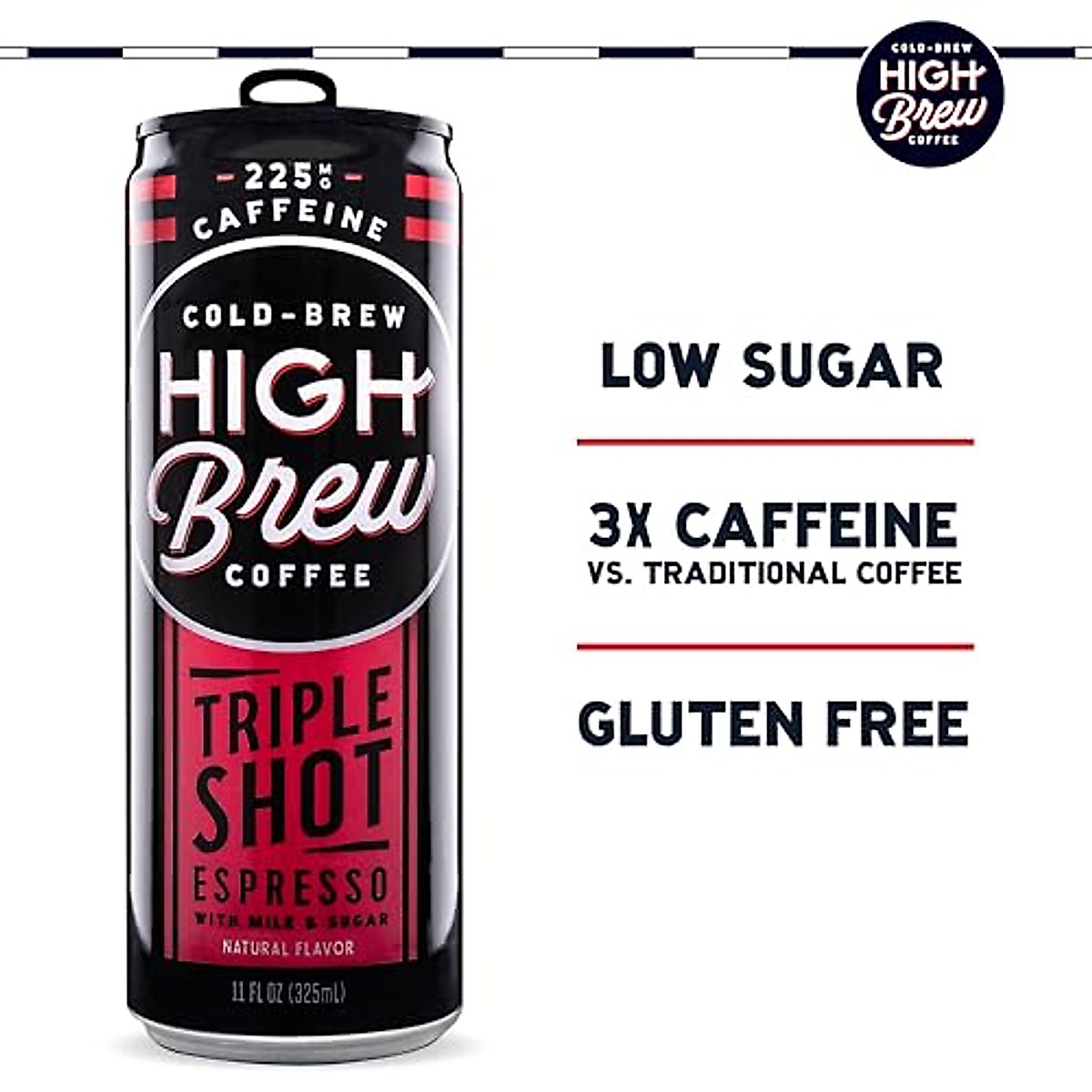High Brew Coffee, Triple Shot Espresso, Cold Brew Coffee, 11 Fl Oz, Ready-To-Drink (Pack of 12)