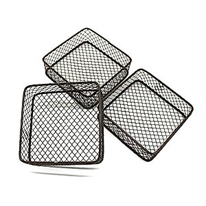 CVHOMEDECO. Mini Metal Wire Storage Baskets Desks & shelves Organizer Trinkets Container, Great for Store Spices, Gifts or Giving. Set of 3. (Square Rusty)