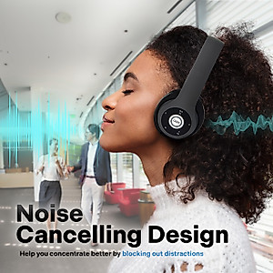 iJoy Bluetooth Headphones Over Ear, Wireless and Wired Foldable Headset Built-in Microphone, FM, Micro SD Card Slot - (Pink) Adults Kids Men Women