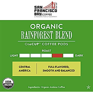 San Francisco Bay Coffee OneCUP Organic Rainforest Blend 12 Ct Medium Dark Roast Compostable Coffee Pods, K Cup Compatible including Keurig 2.0 (Pack of 2)