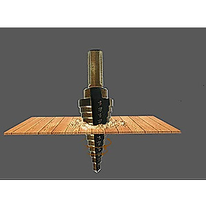 Meichoon HSS Step Drill Bit Set 5Pcs 1/4-1-3/8" 3/16-7/8" 1/4-3/4" 1/8-1/2" 3/16-1/2", British System Titanium Coated Triangle Shank Multifunction Pagoda Drill DC14