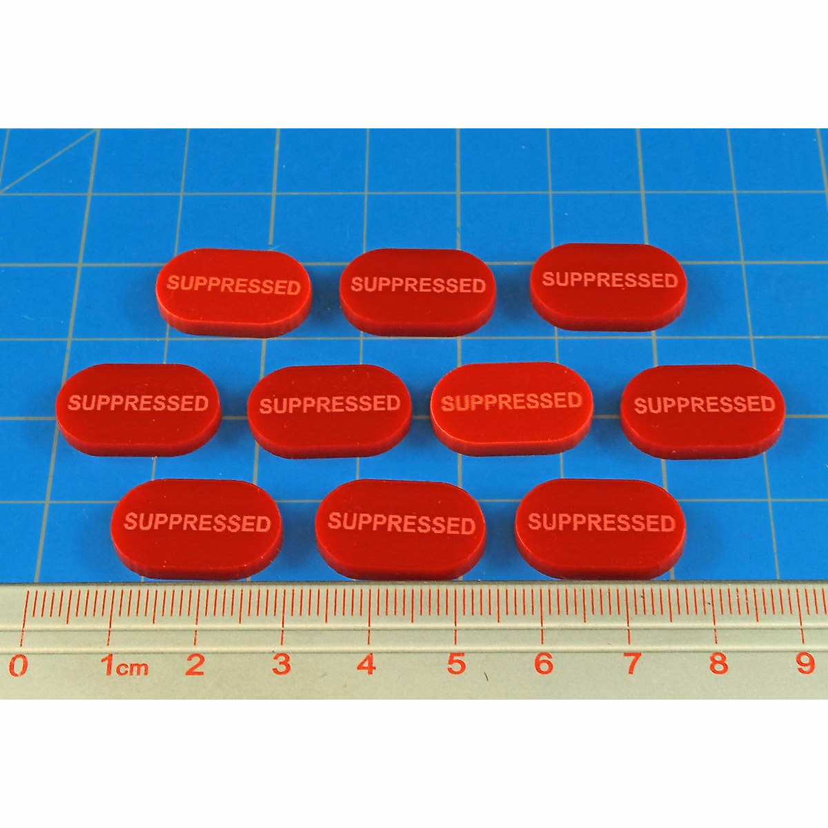 LITKO Suppressed Command Token Set | Gaming Aid Pieces | Compatible with Flames of War, Bolt Action, Axis & Allies | WH40K | Napoleonic | Ancients | 10 Pack (Red)
