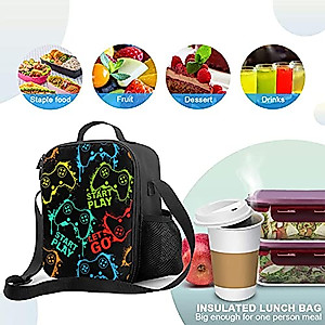 Duduho Colorful Game Joystick Insulated Lunch Bag Reusable Tote Bag Lunch Box Food Container For Men Women Kids