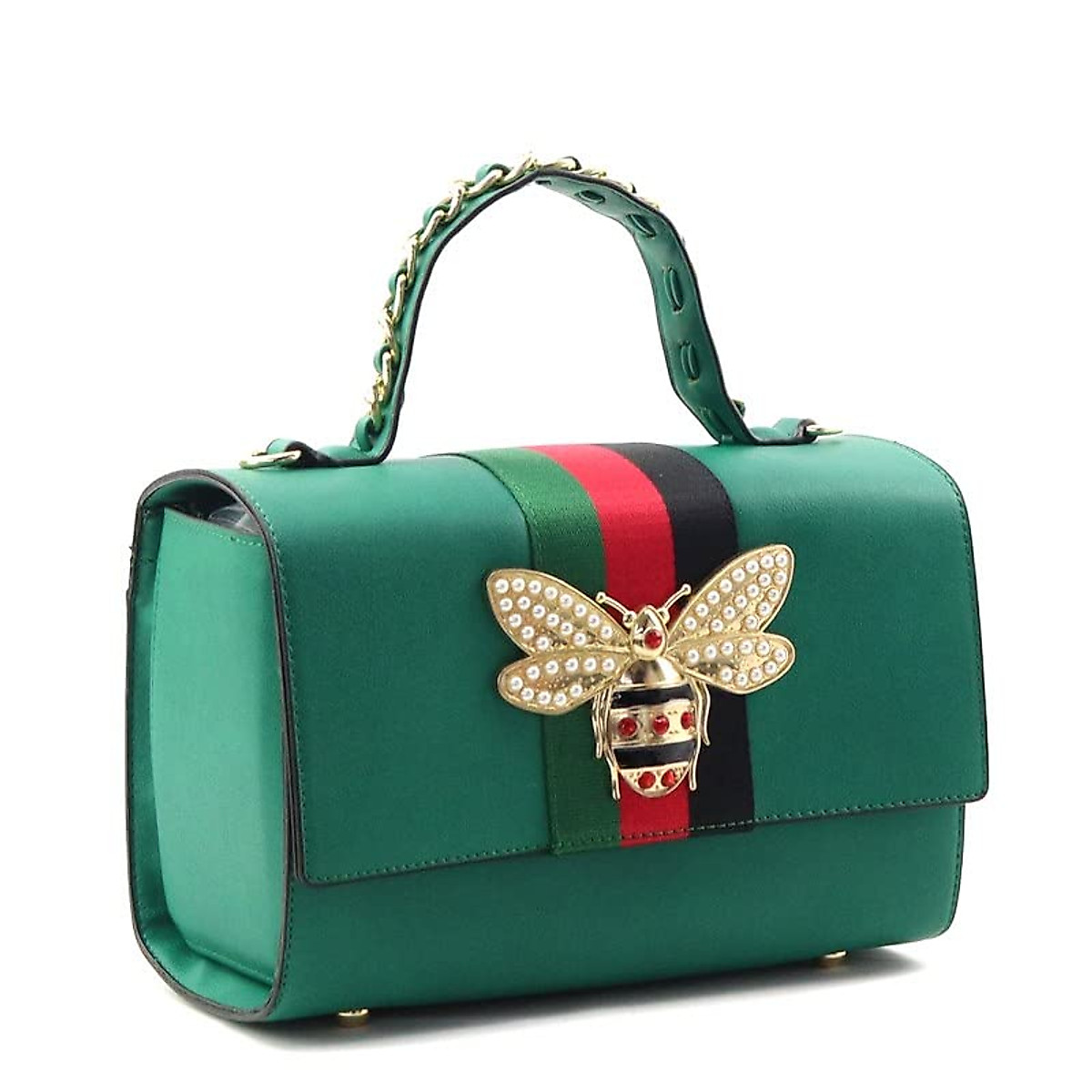 Fashion Bee Satchel Handbag and Wallet Set - Green