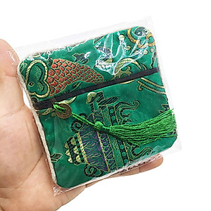 Aligle 24pc Chinese Silk Brocade Coin Purse Embroider Jewelry Bag Zipper Wallet Pouch