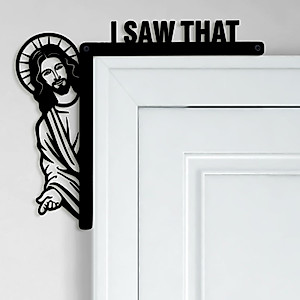 Blulu Creative Door Corner Decor 7.9 x 8.5 Inch I Saw That Door Frame Metal Easter Door Sitter Bless This Home Window Decor for Home Door Cabinet Frame Corner Decoration Supplies