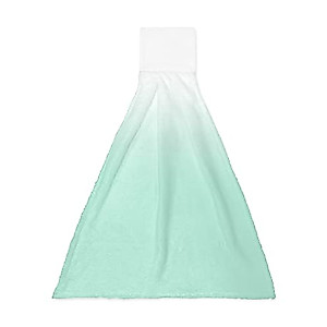 OneHoney 1PCS Hand Tie Towels for Bathroom Kitchen-Gradient White and Mint Green Decor Hanging Towel Tea Bar Dish Cloth Soft Coral Fleece Absorbent Washcloth,Abstract Minimalism Modernity