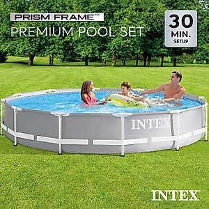 Intex 26711EH Prism Frame Premium Above Ground Swimming Pool Set: 12ft x 30in – Includes 530 GPH Cartridge Filter Pump – SuperTough Puncture Resistant – Rust Resistant – 1718 Gallon Capacity