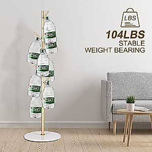 ZOZOE Coat Rack, Metal Coat Rack Freestanding Satin Steel with Heavy Stable Marble Base, Gold Coat Rack Stand 67’’ with 8 Hooks for Hanging Clothes, Bags, Hats, Accessories