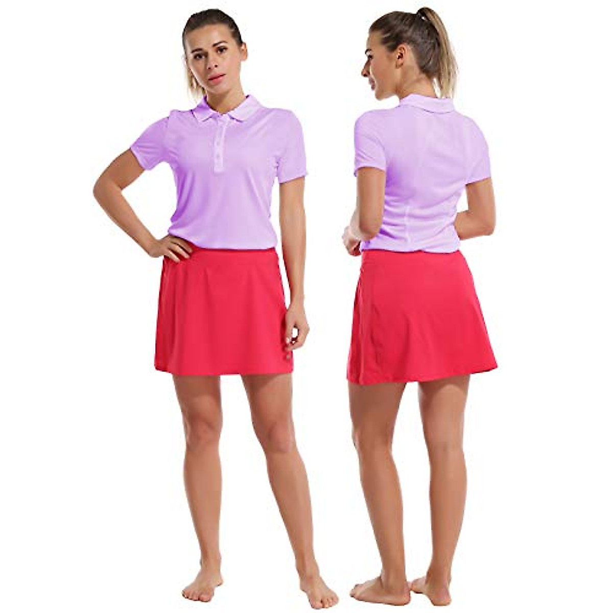 BUBBLELIME Women's Short Sleeve Polo Shirts UPF 50+ Quick Dry Moisture Wicking - Polo Neck Short Sleeve_Purple X-Large