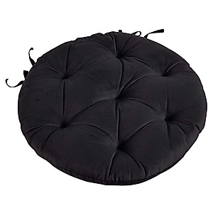 Big Hippo Chair Pads with Ties, Soft 17-Inch Round Thicken Chair Pads Seat Cushion Pillow for Garden Patio Home Kitchen Office or Car Sitting(Black)