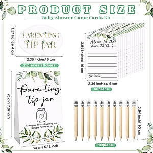 Roowest Baby Shower Advice Cards for New Parents to Be - Tip Jar Sign for New Parents 60 Parenting Advice Cards 10 HB Pencils 2 Cute Stickers 1 Pet Bottle for Guests Games(Leaf)