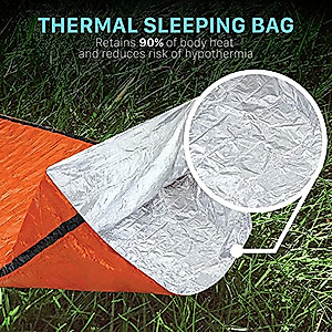 FosPower 2000mAh Emergency Weather Radio Portable Charger +Emergency Survival Shelter & Sleeping Bag Bivy Sack for Camping Accessories, Camping Gear, Survival Kit