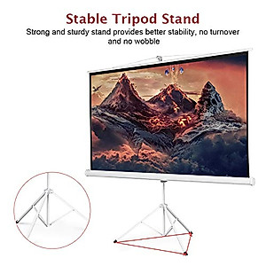 Safstar 100" Tripod Projection Screen, Portable Tripod Floor Stand Manual Pull up Home Theater Office Presentation Projector Screen 87" x 49" Viewing Area