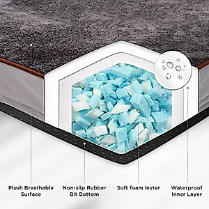 Figopage Large Dog Mat for Crate, Waterproof Large Dog Bed with Washable and Removable Covers, Deluxe Dog Pillows for Large Dogs Up to 80 Lbs