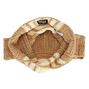 So'each Women's Handmade Circular Stripe Color Blocking knitting Tote Shoulder Bag Khaki